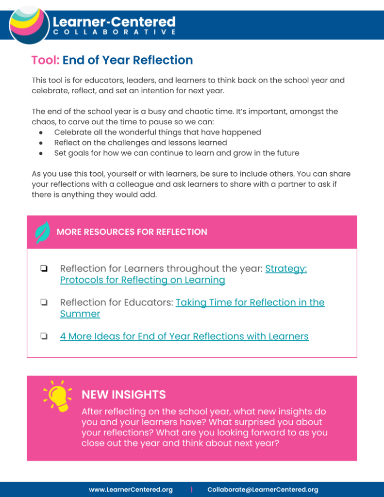 End of Year Reflection Tool